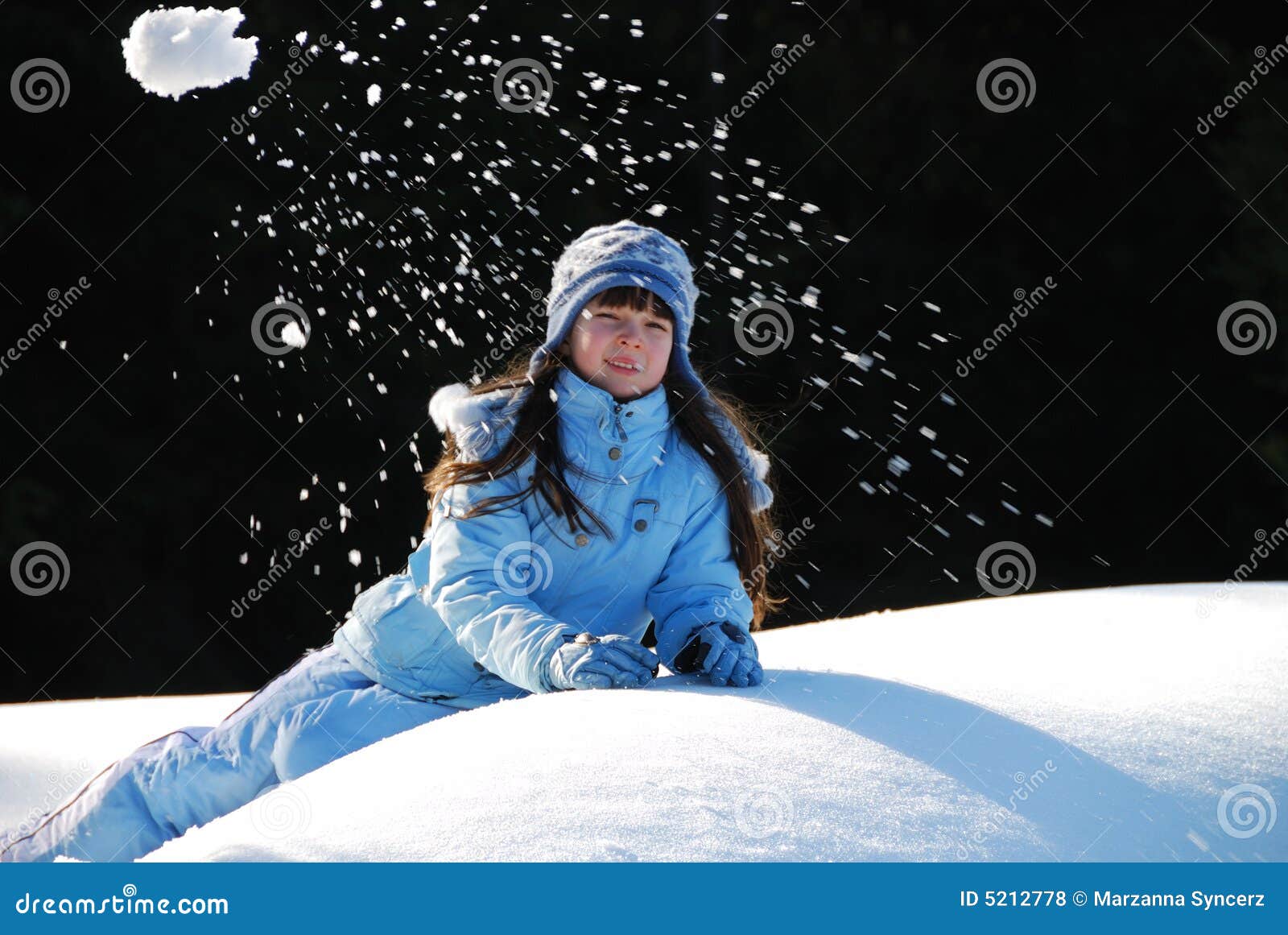 Girl Throwing Snow stock photo. Image of cold, snow, female - 5212778