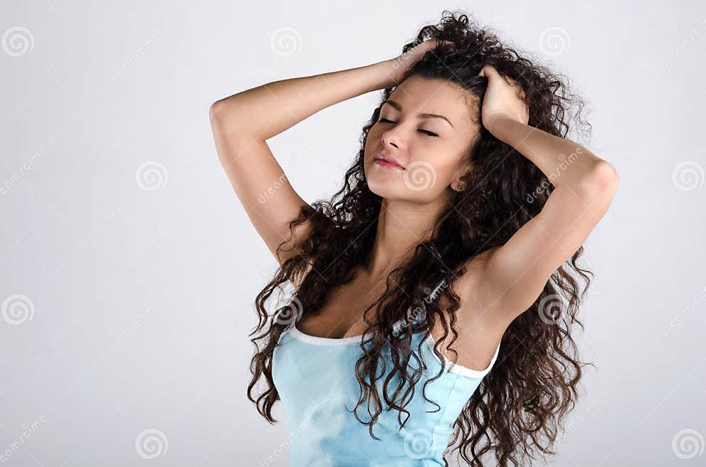 Girl throws back her head stock photo. Image of looking - 25131866