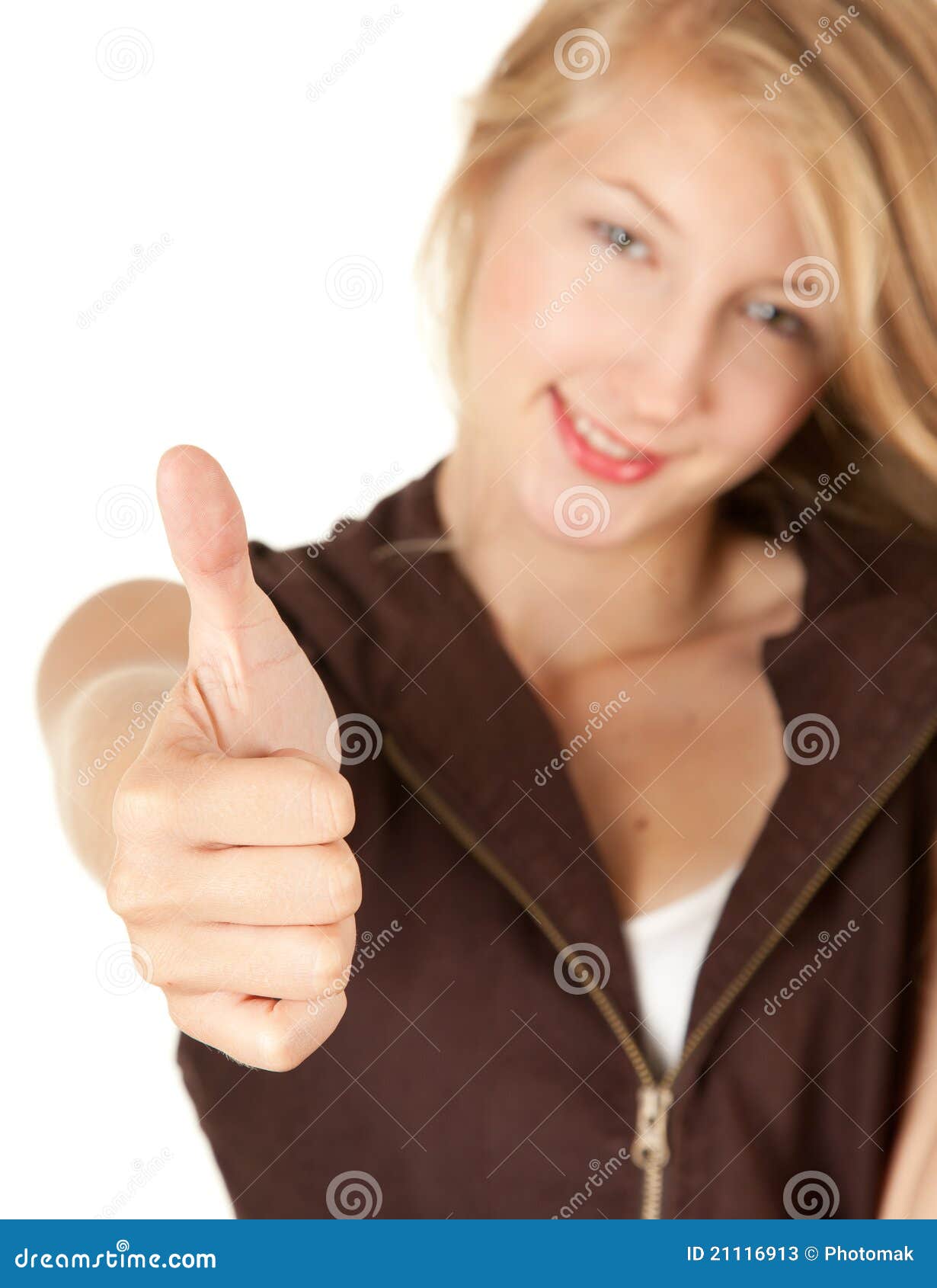 Girl with thumb up stock image. Image of smile, isolated - 21116913