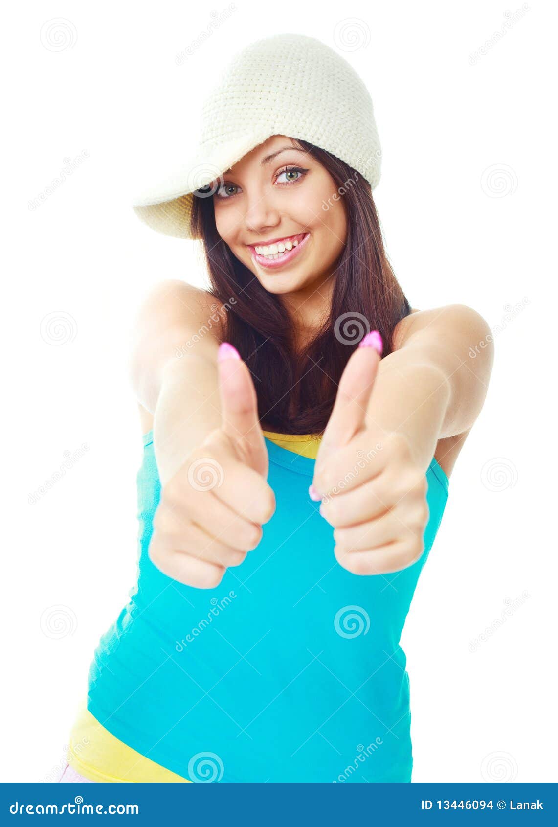 Girl with thumbs up stock photo. Image of isolated, casual - 13446094