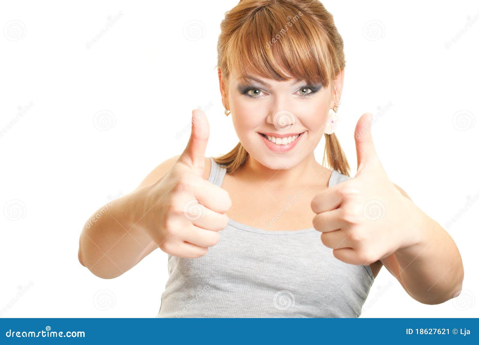 Girl with thumbs up stock image. Image of finger, isolated - 18627621