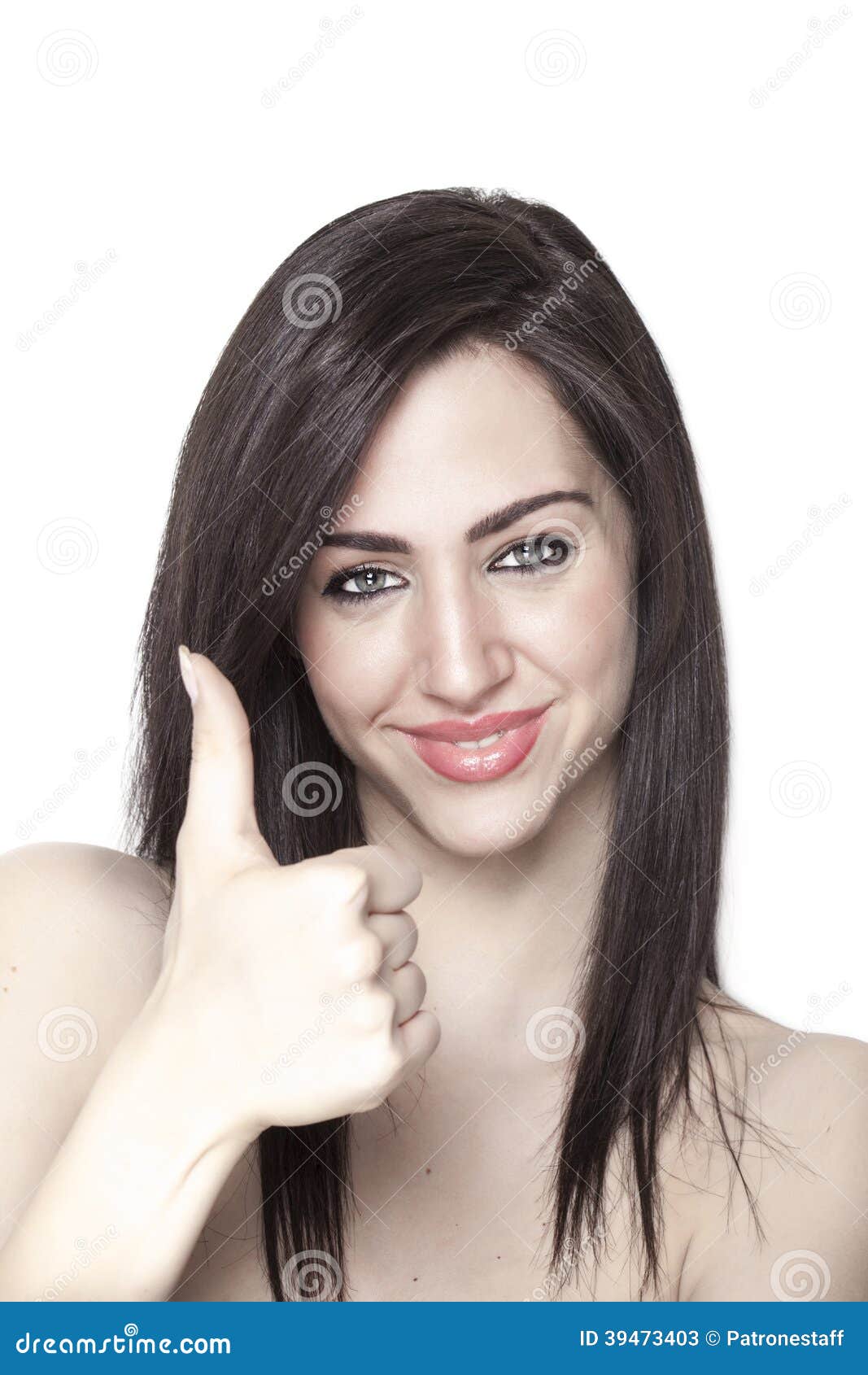Girl with thumbs-up stock image. Image of face, hair - 39473403