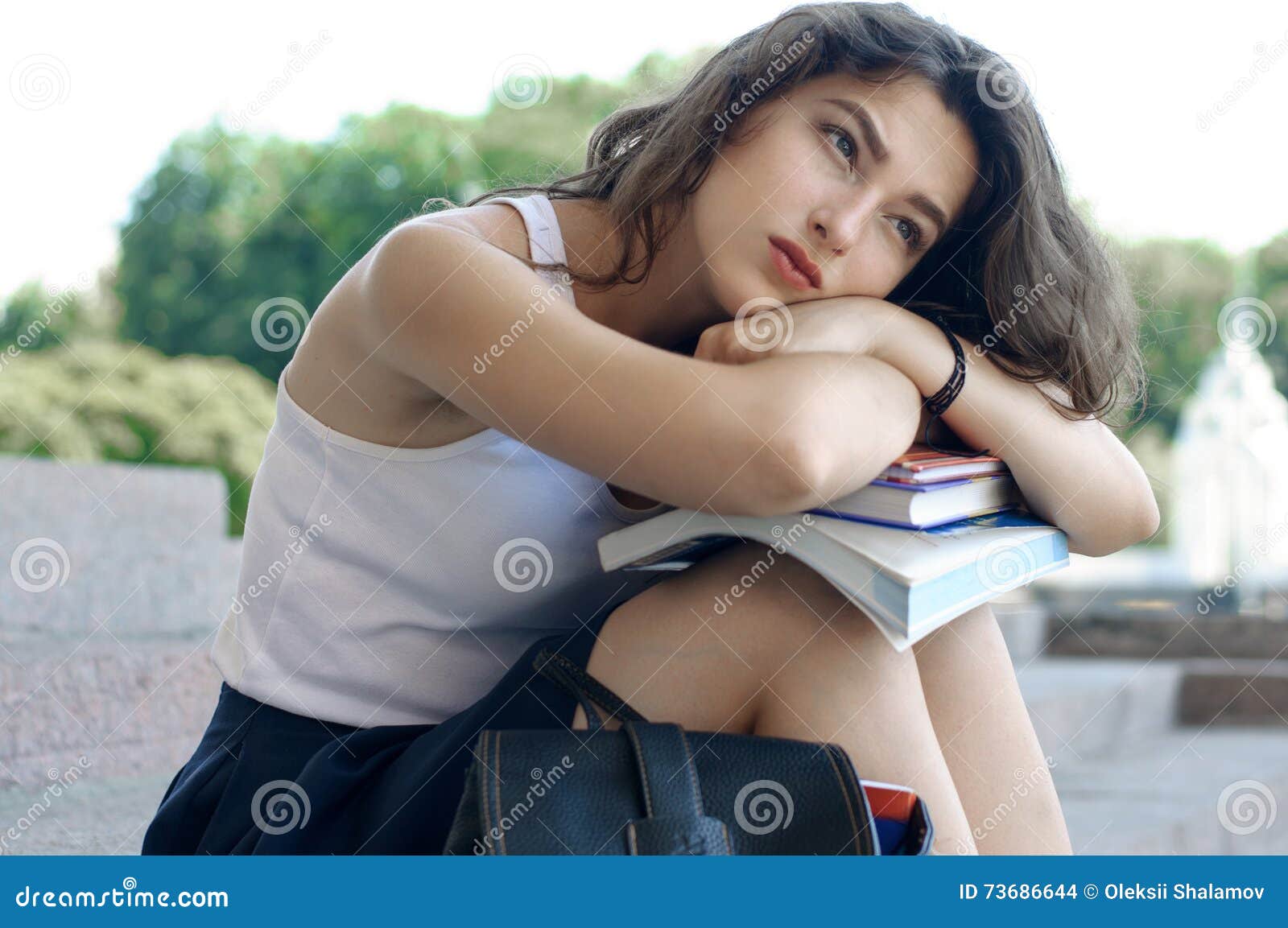 Girl tired of studying stock photo. Image of leisure - 73686644