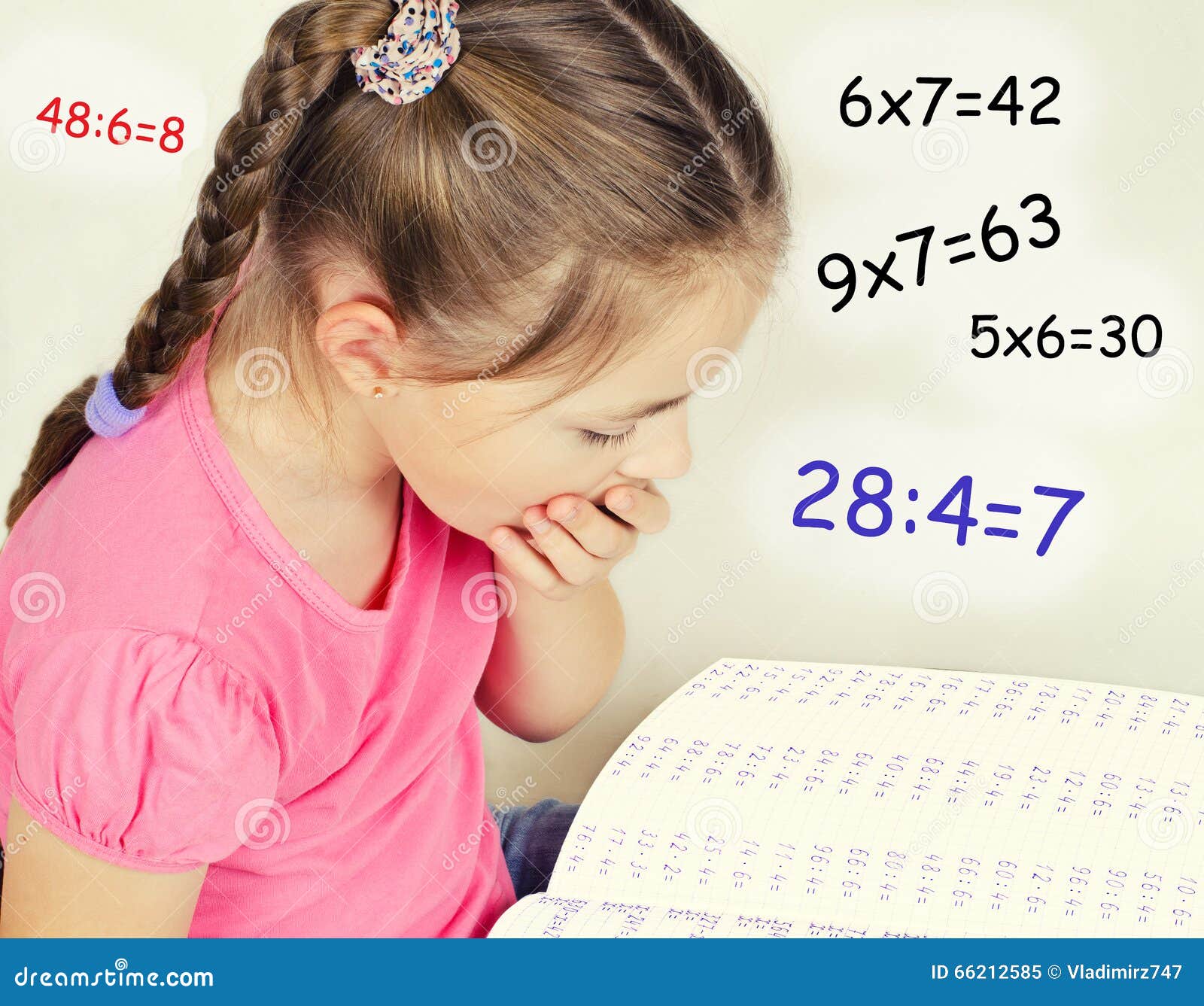 The Girl Tired To Solve the Examples in Mathematics Stock Image - Image ...