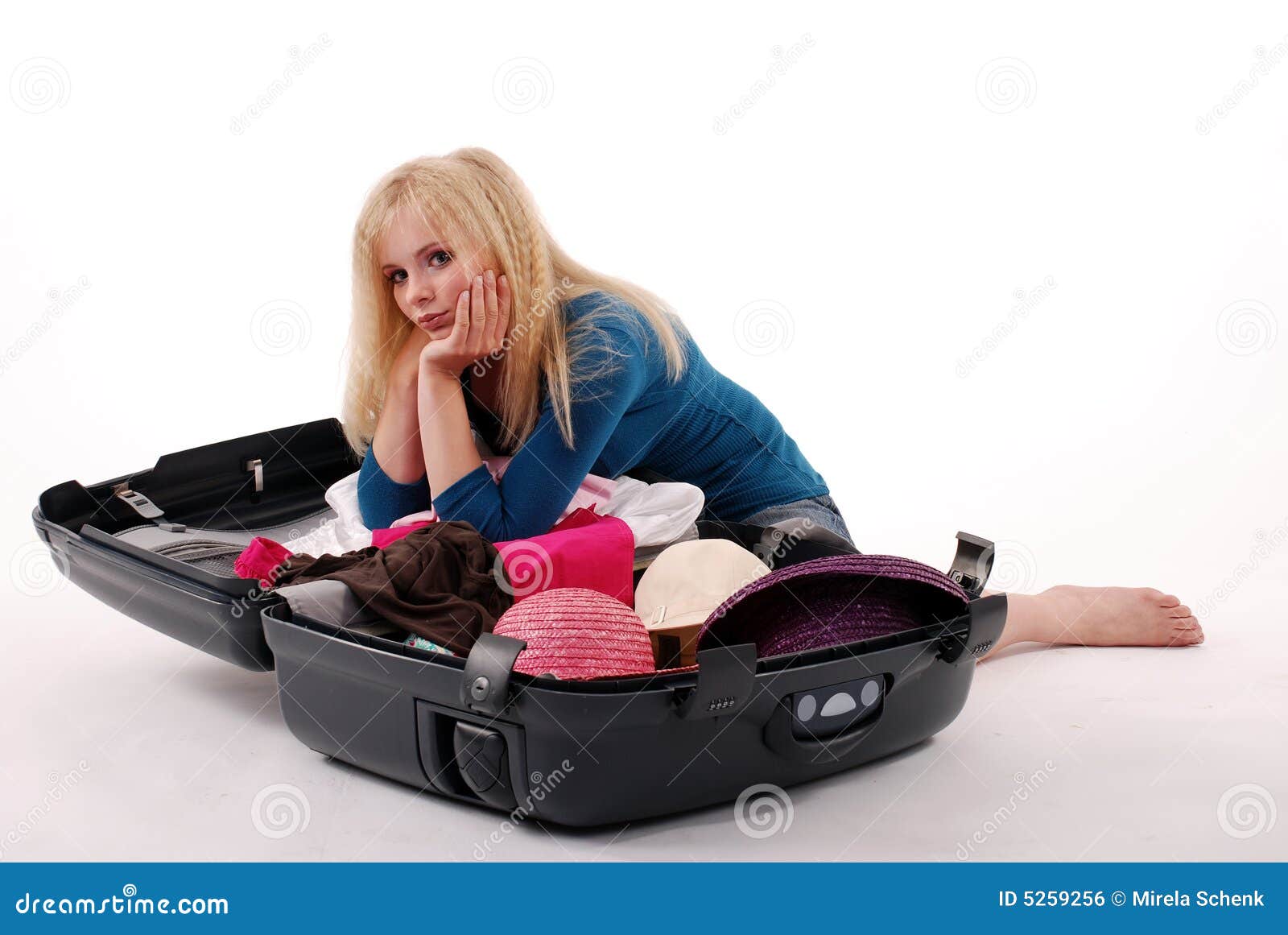 Girl To Packing One S Things into a Suitcase Stock Photo - Image of ...