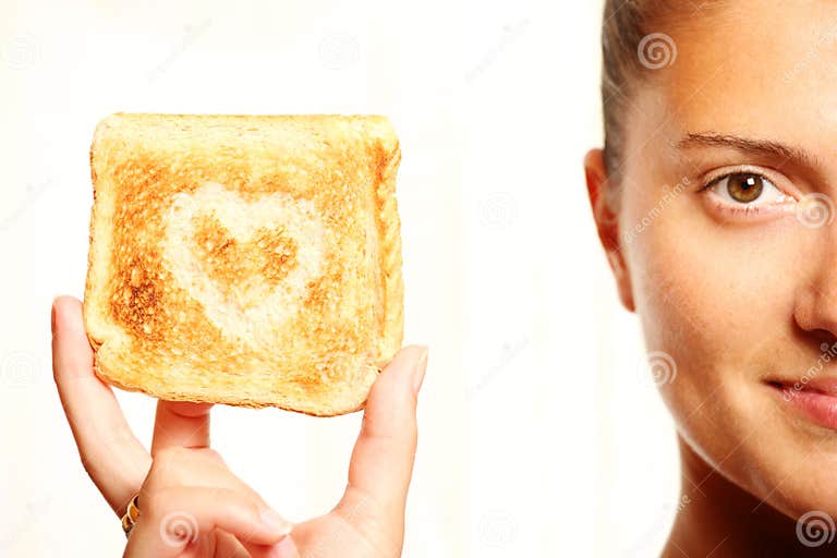 Girl and toast stock image. Image of beautiful, slice - 16055555