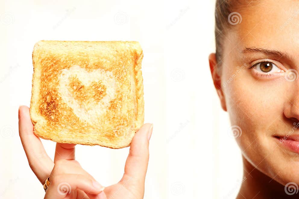 Girl and toast stock image. Image of beautiful, slice - 16055555
