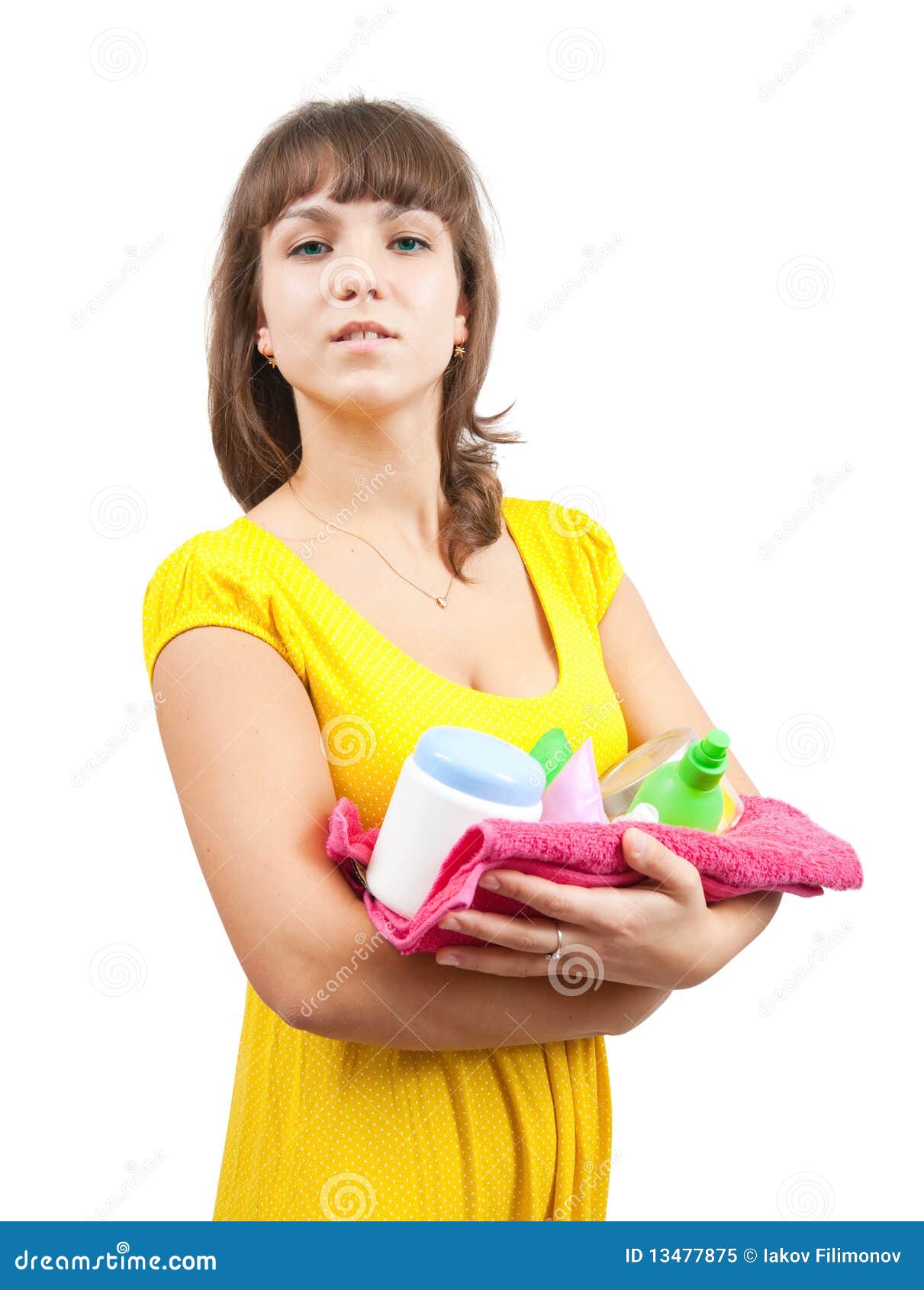 Girl with toilletries stock image. Image of isolated - 13477875