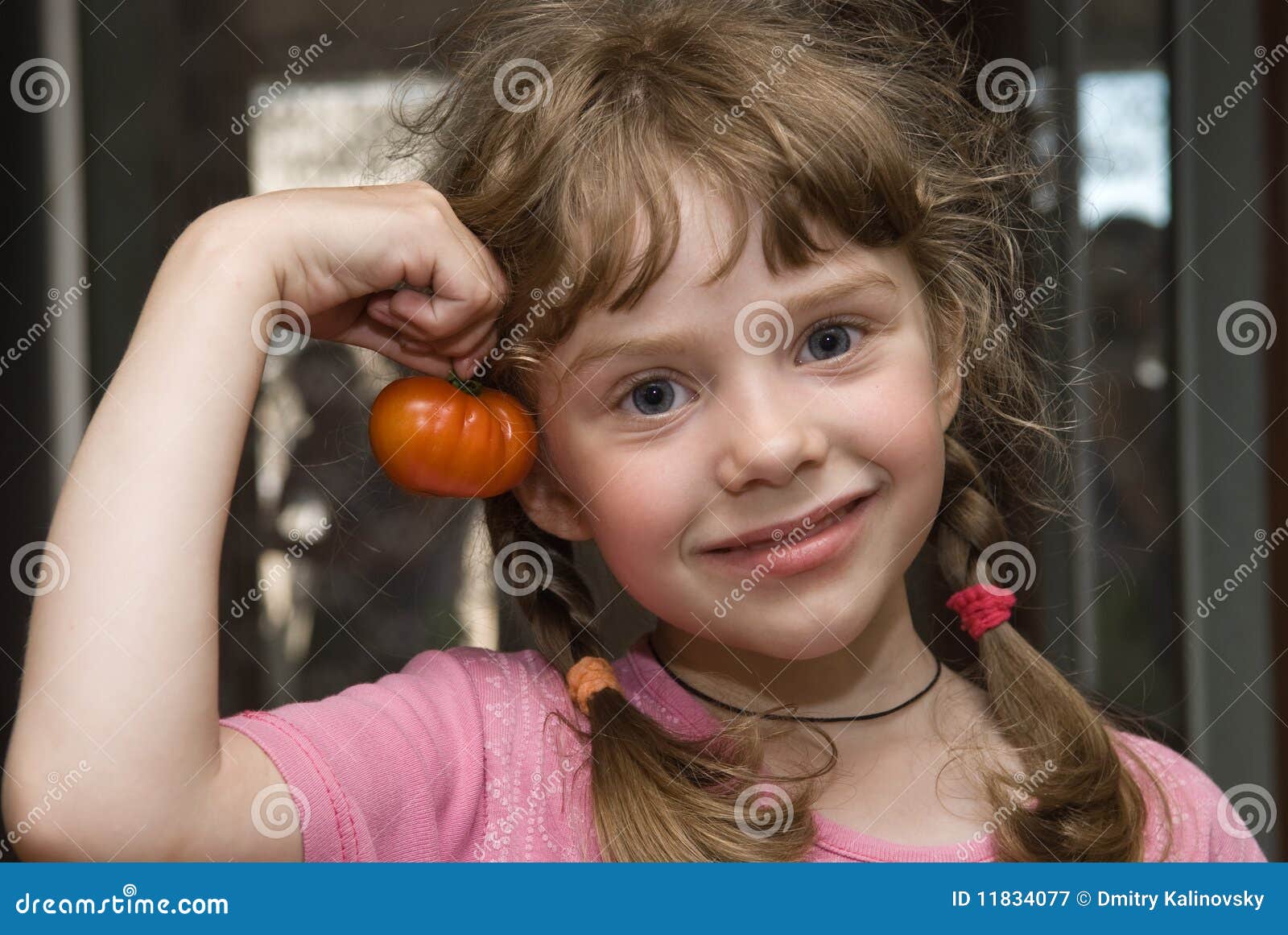 Girl with tomato stock image. Image of face, little, small - 11834077