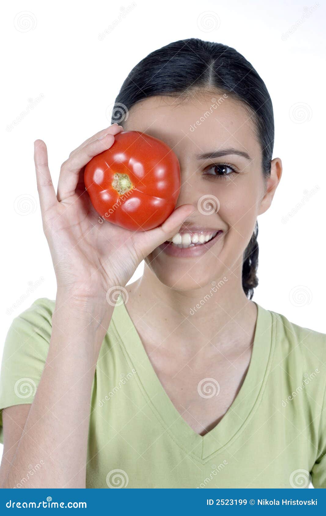 Girl with tomato stock image. Image of charm, health, appetizing - 2523199