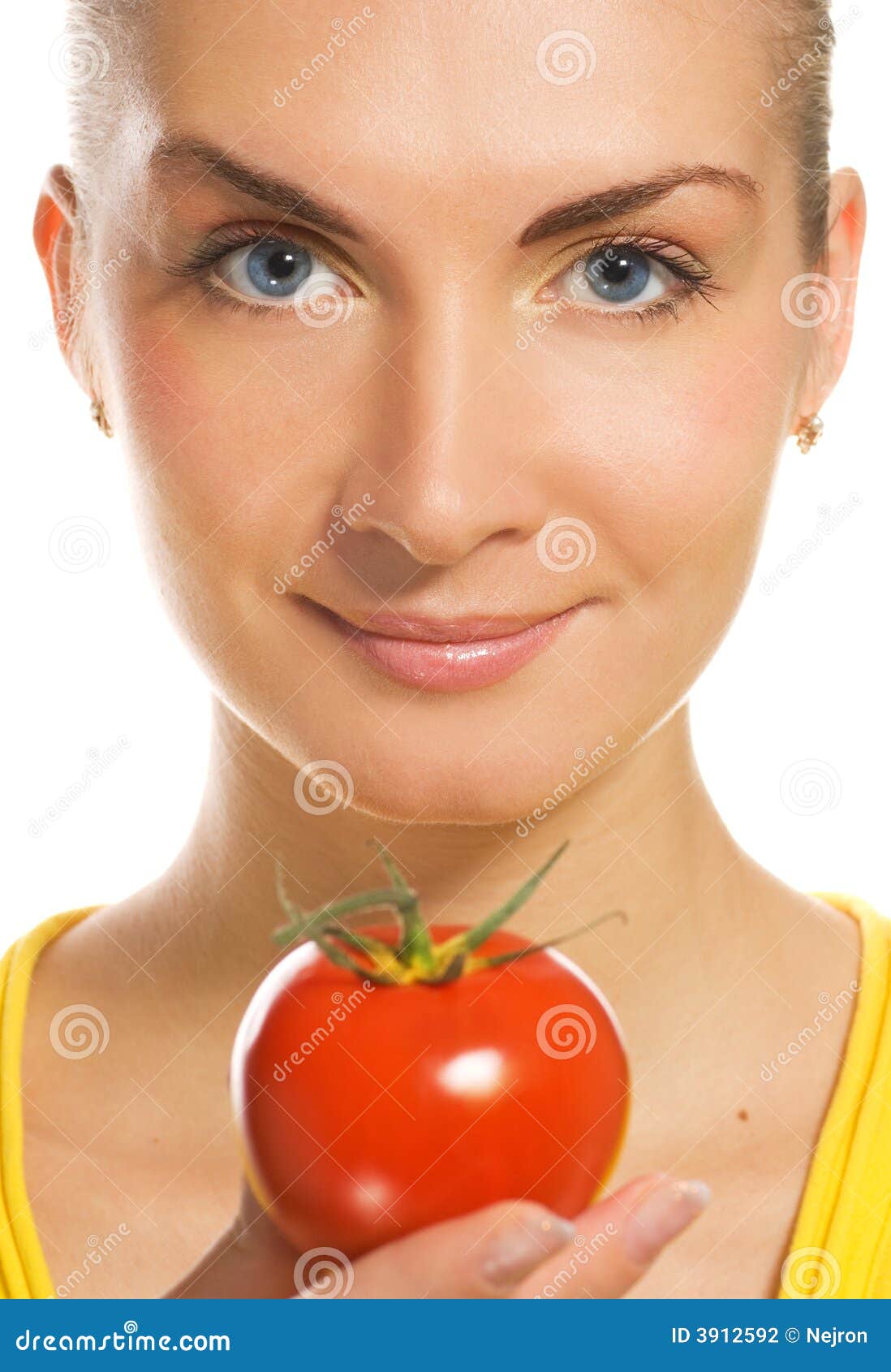 Girl with tomato stock photo. Image of organic, fresh - 3912592