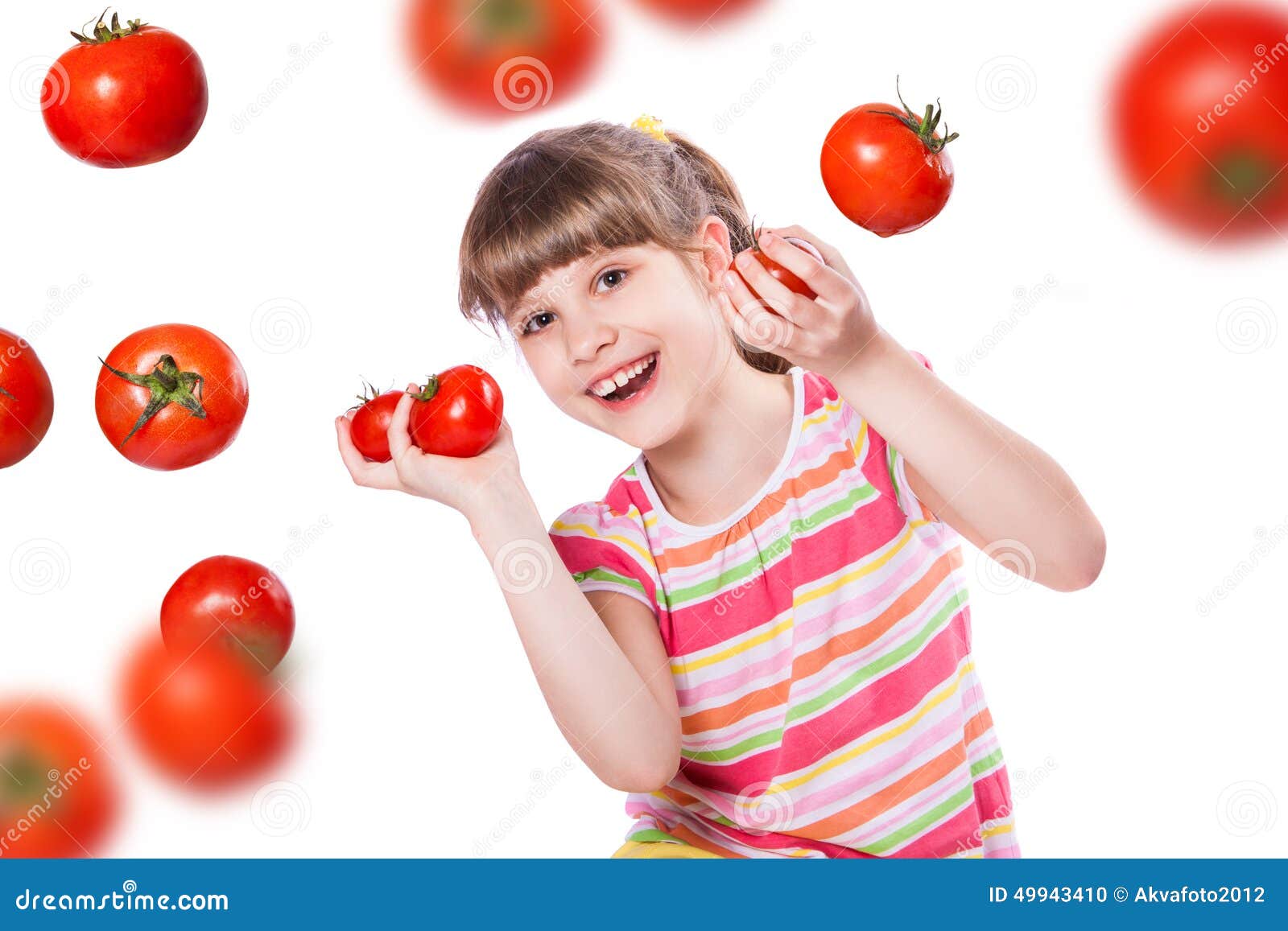 Girl with tomato stock photo. Image of health, children - 49943410