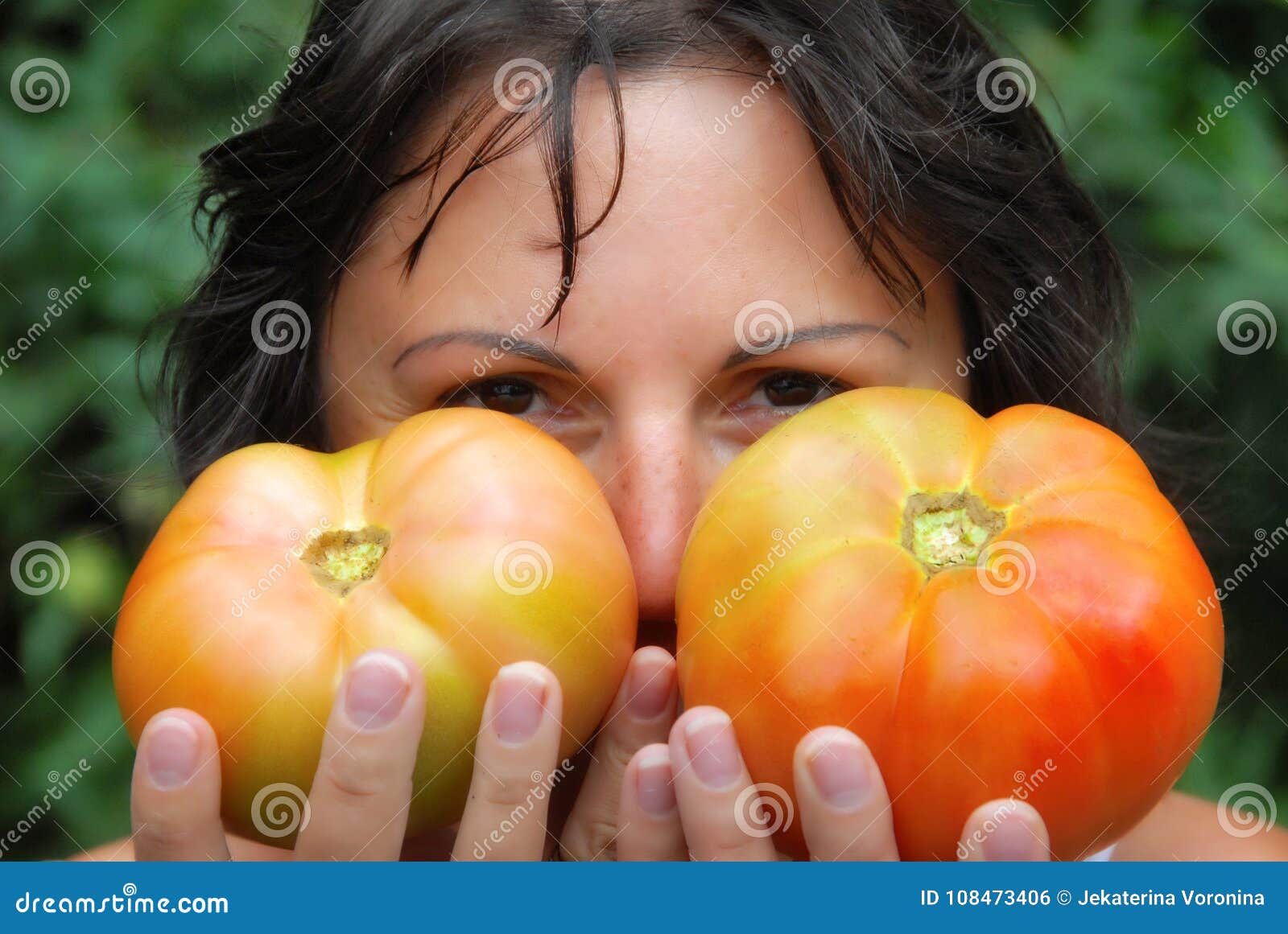 Girl with Big Tomatoes in Hands Stock Photo - Image of gourmet, fresh ...