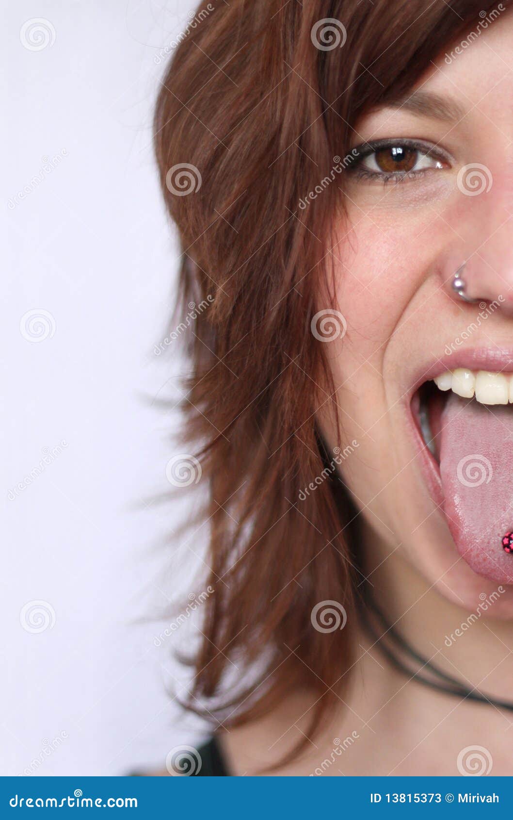 Girl with tongue piercing stock image. Image of brown - 13815373
