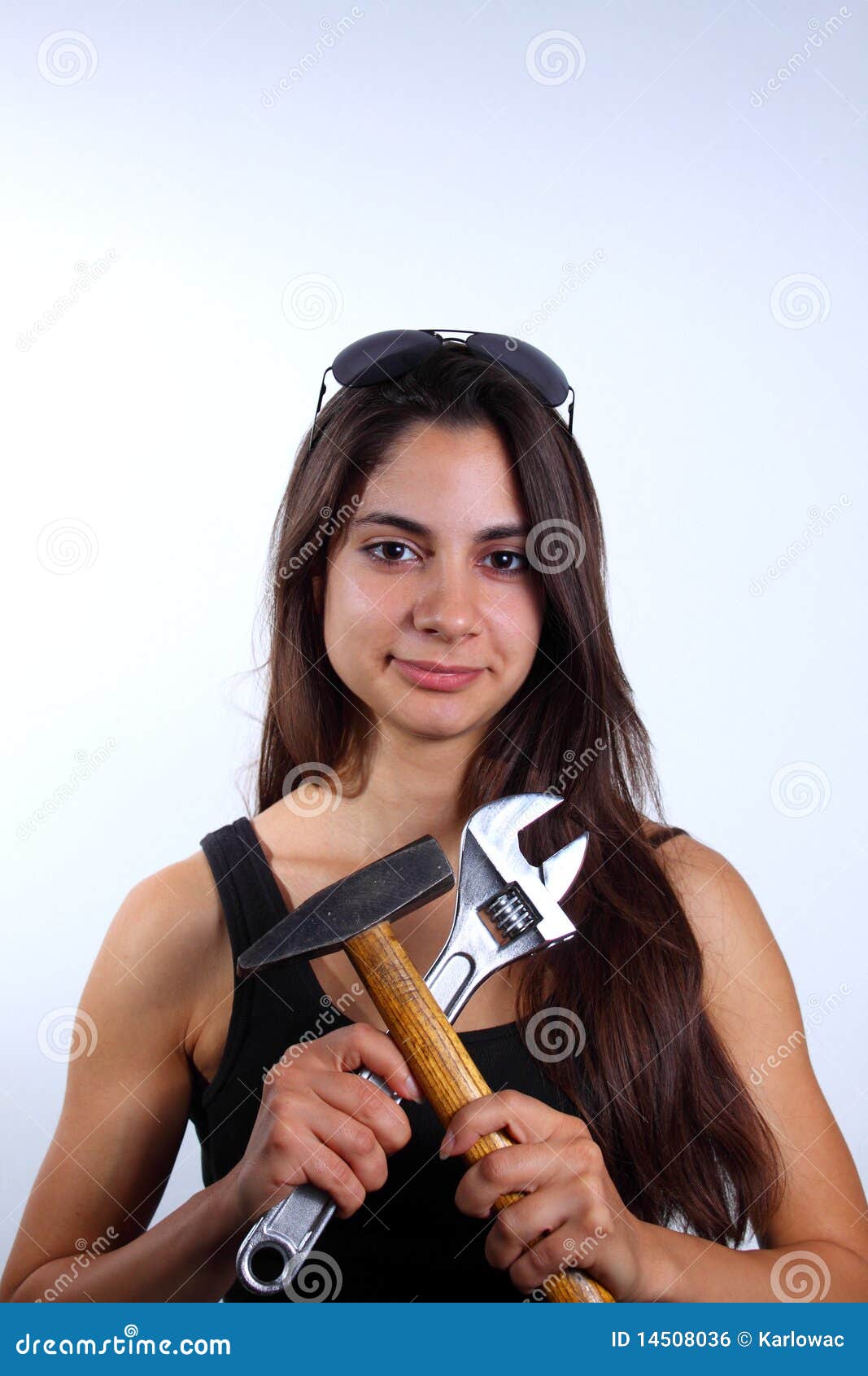 Girl with tools stock photo. Image of long, black, look - 14508036
