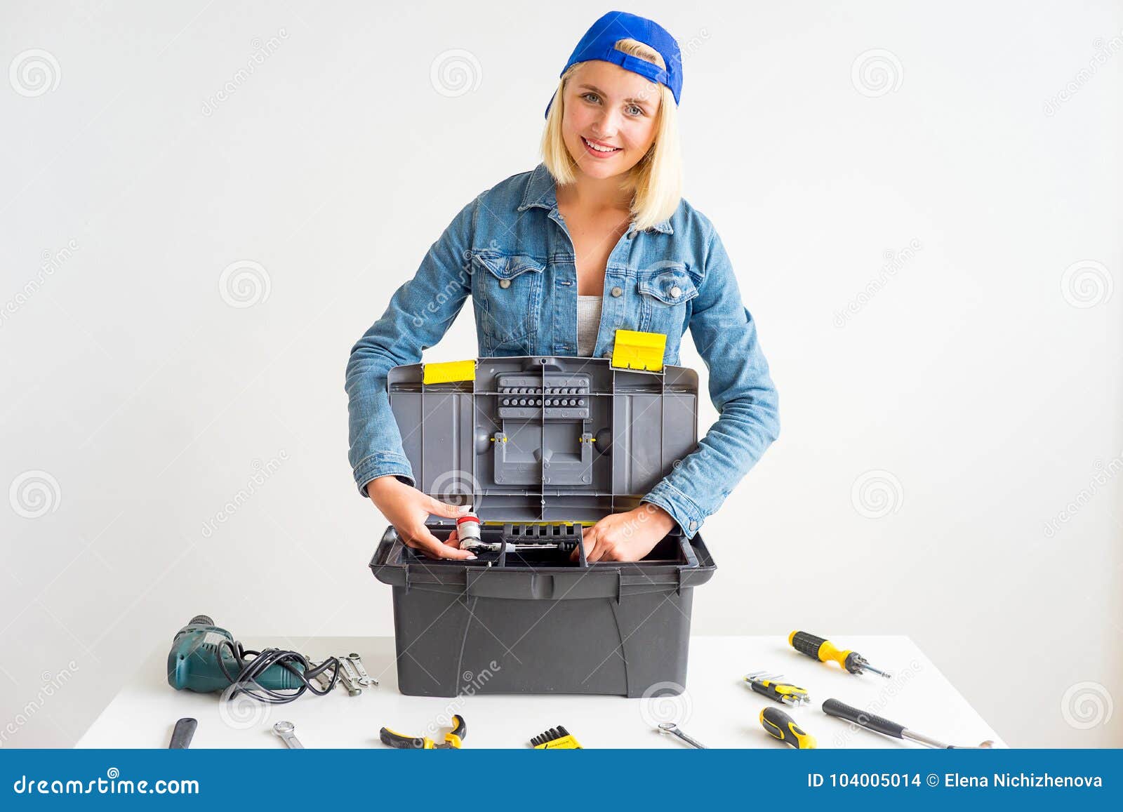 Girl with tools stock photo. Image of nail, labor, builder - 104005014