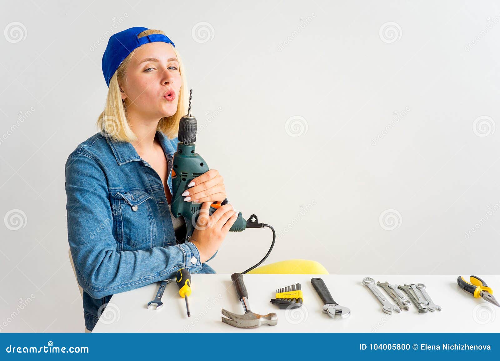 Girl with tools stock photo. Image of cute, house, nail - 104005800