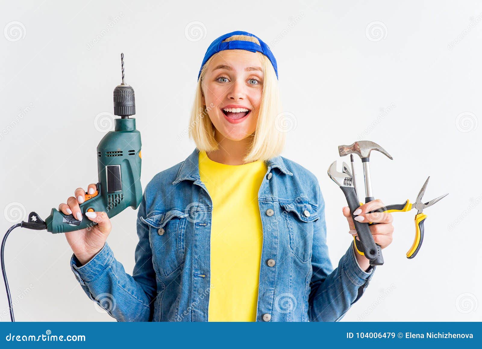 Girl with tools stock image. Image of person, business - 104006479