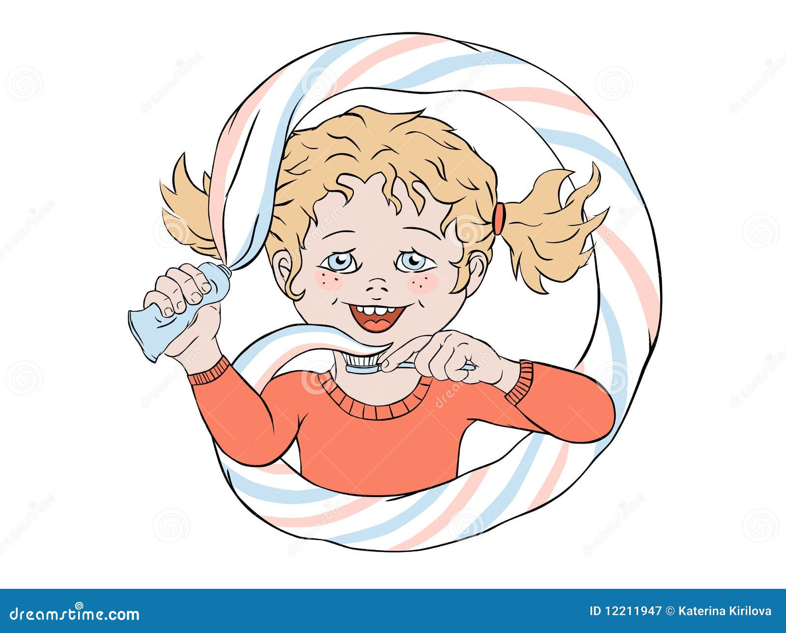 Girl with toothpaste stock vector. Illustration of blond - 12211947