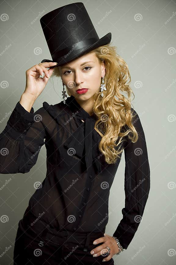 Girl with top hat stock photo. Image of face, enigmatic - 13359972