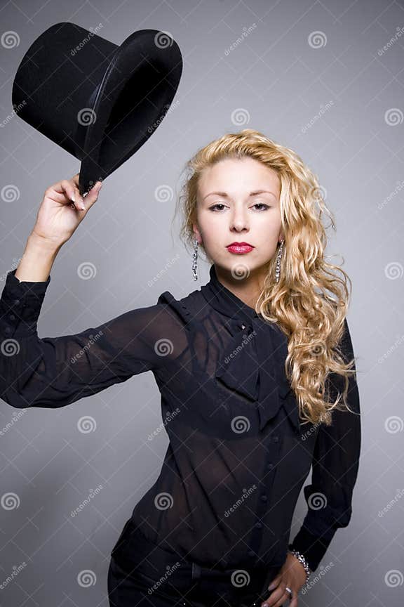 Girl with top hat stock photo. Image of model, expression - 13360022