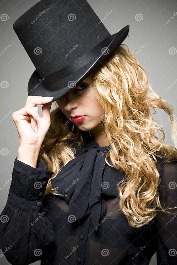 Girl with top hat stock photo. Image of fashion, cylinder - 13361362