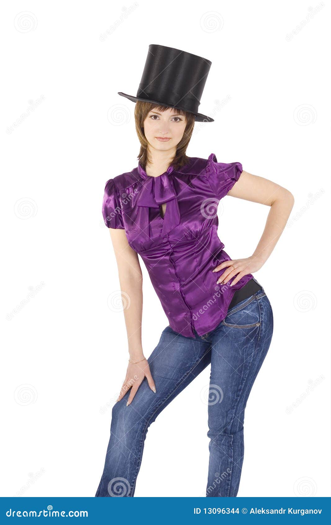 Girl in top hat (cylinder) stock photo. Image of looking - 13096344