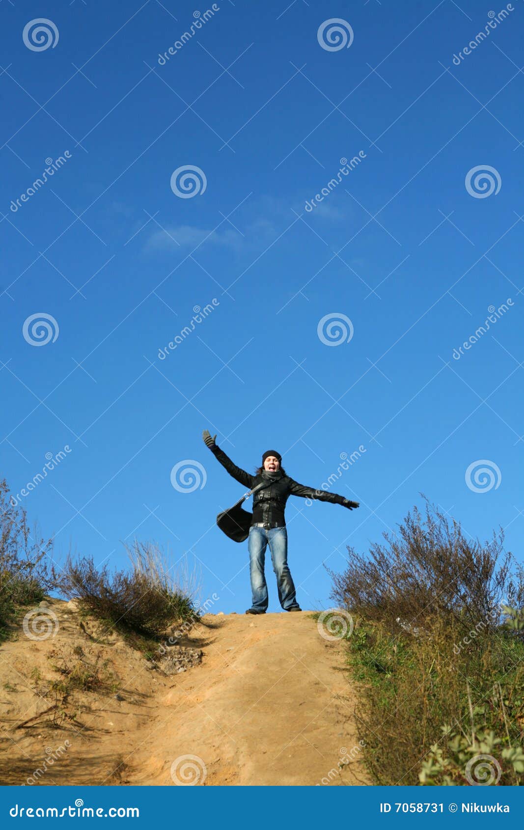 Girl in top with open arms stock image. Image of field - 7058731