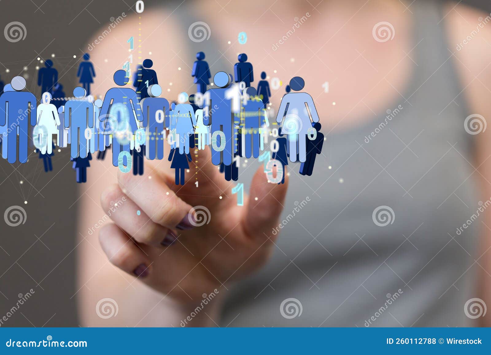 Girl Touching 3D Rendered People Signs Stock Photo - Image of people ...