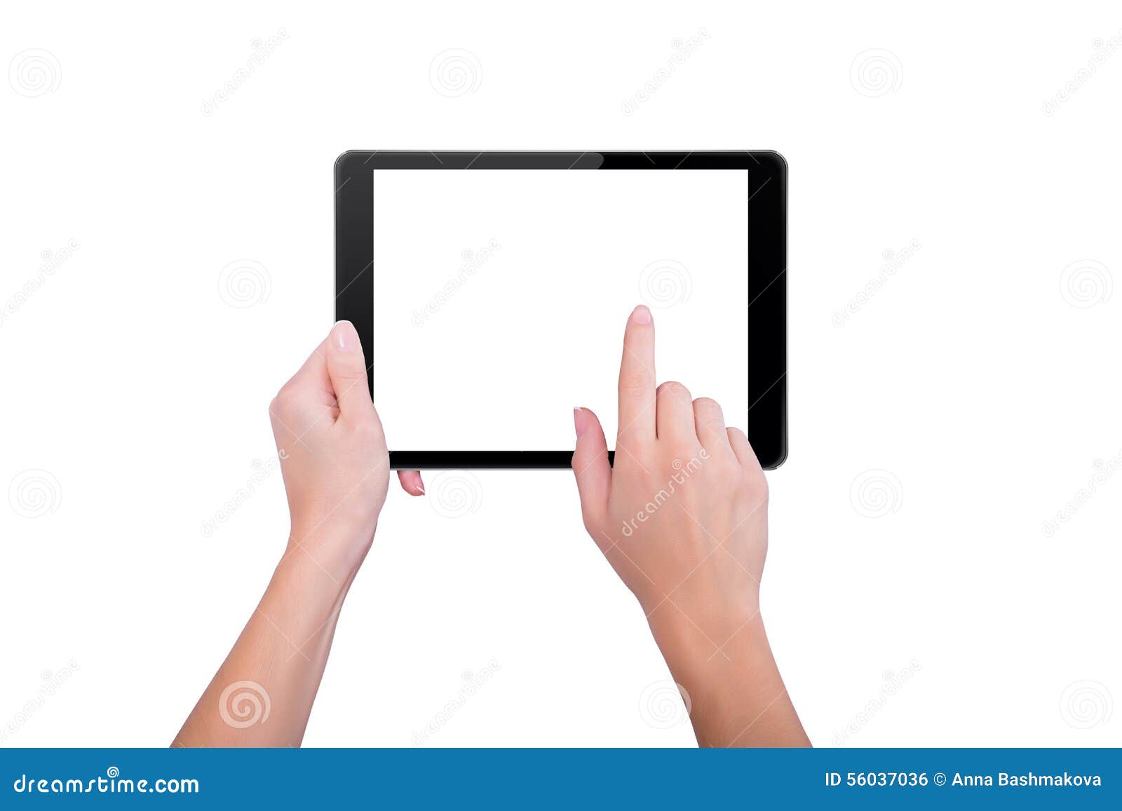 Girl Touching a Finger To the Tablet Stock Photo - Image of hands ...