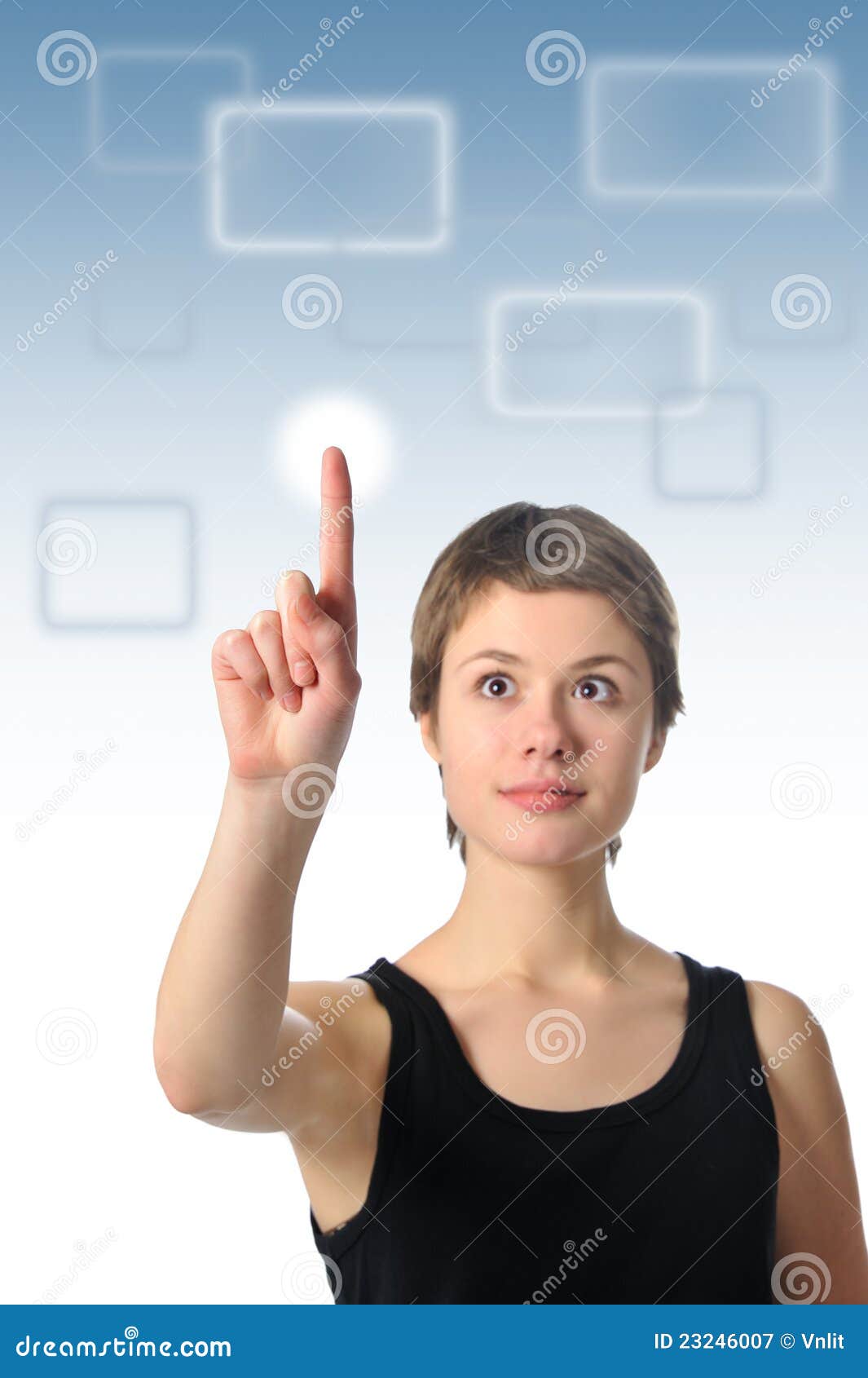 Girl touching screen stock image. Image of choose, monitor - 23246007