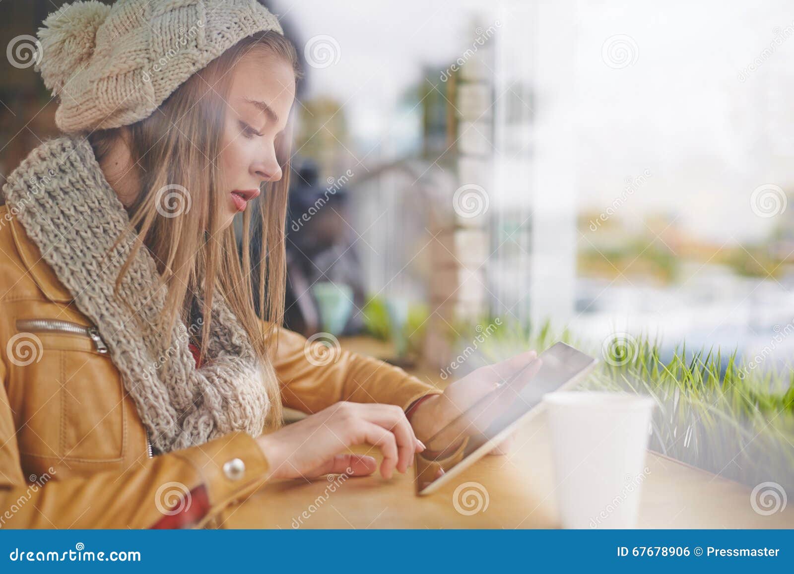 Girl with touchpad stock photo. Image of young, technology - 67678906
