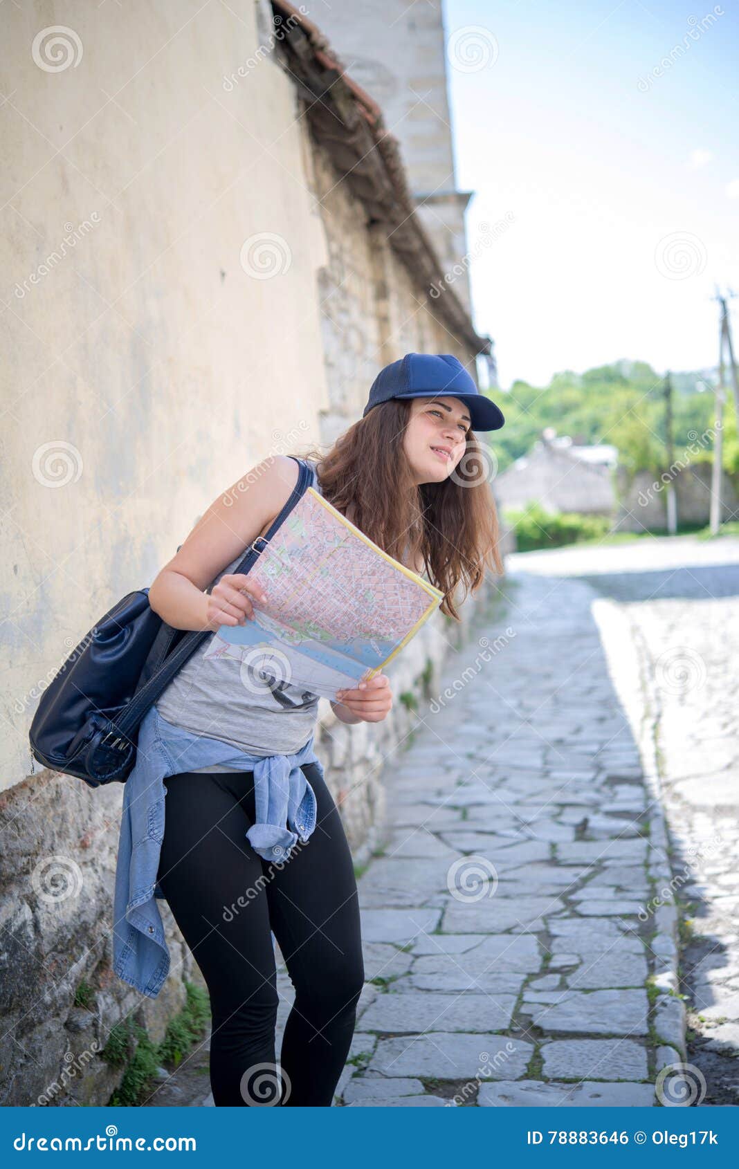 Girl Tourist Map Watching Something Stock Photos - Free & Royalty-Free ...