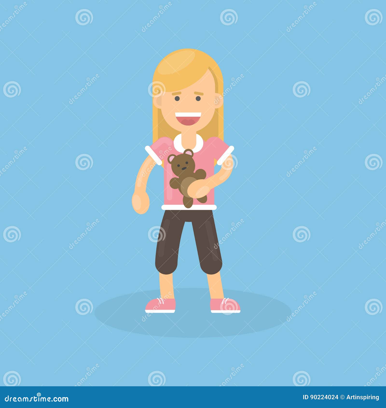 Girl with toy. stock vector. Illustration of female, person - 90224024
