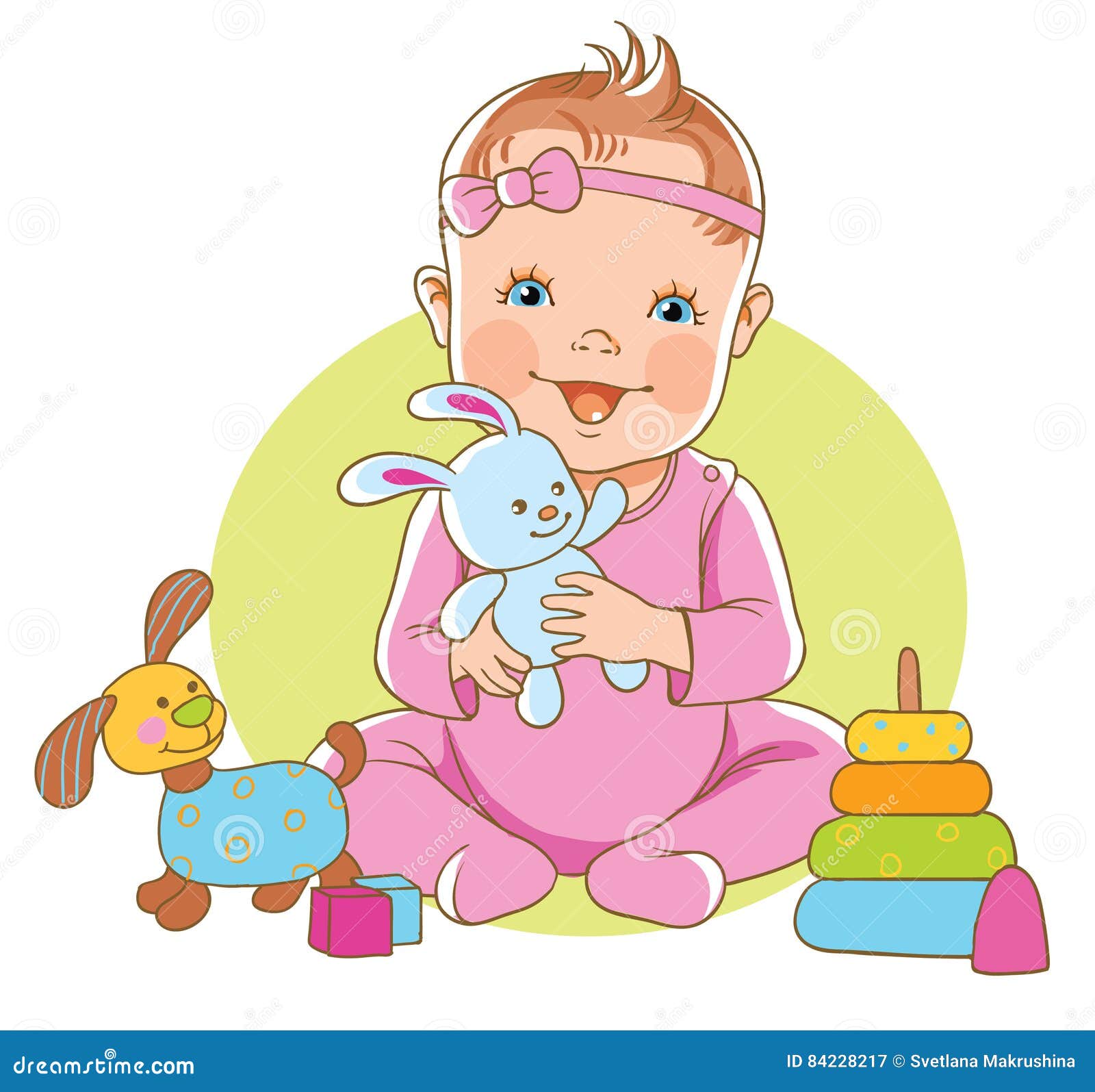 Girl with toys stock vector. Illustration of vector, symbol - 84228217