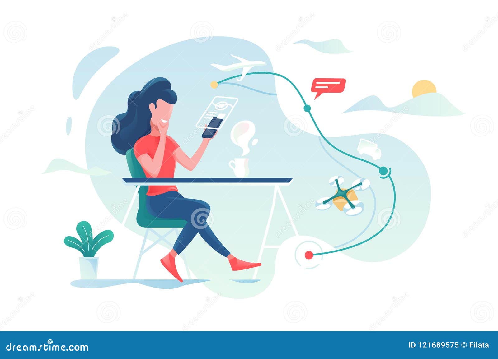 Girl Tracks Tracking of Parcel Stock Vector - Illustration of route ...