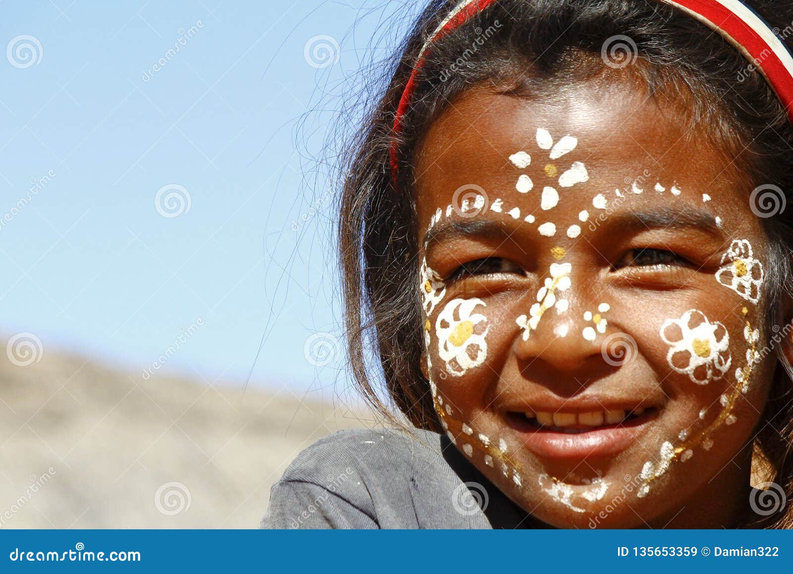 Girl with Traditionally Painted Face Stock Image - Image of native ...