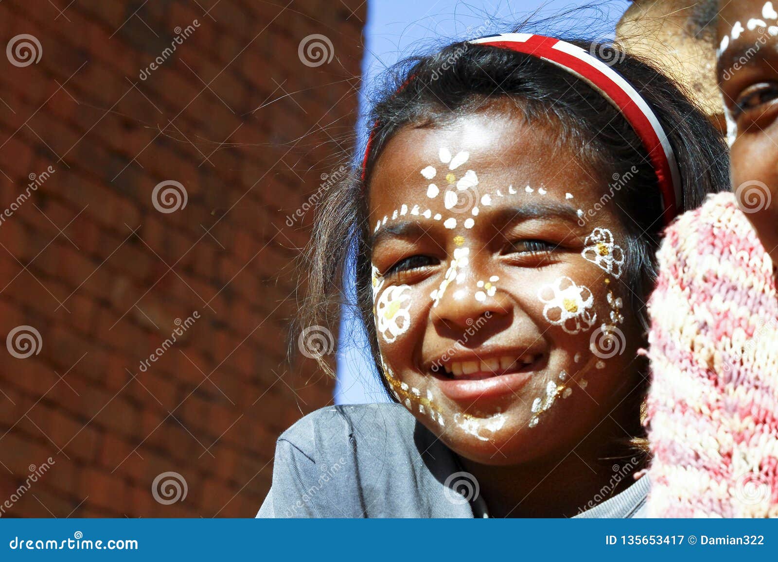 Girl with Traditionally Painted Face Stock Image - Image of friendly ...
