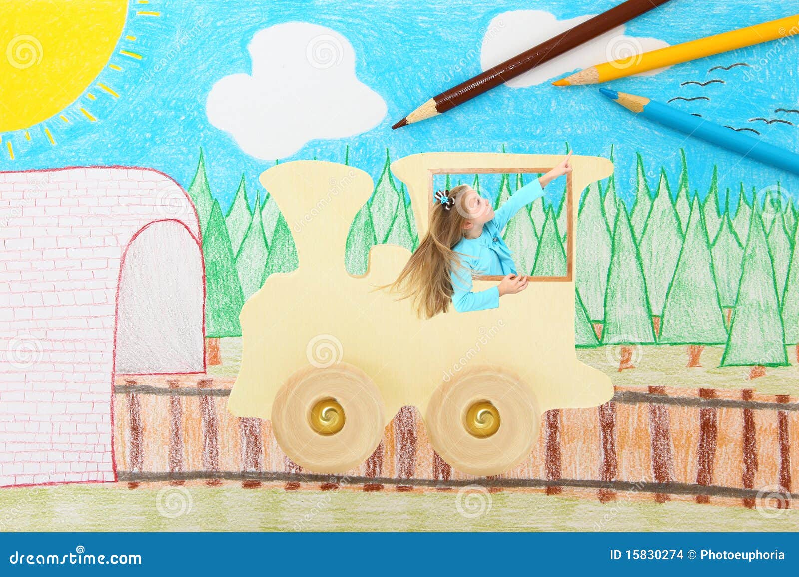 Girl on a Train stock illustration. Illustration of blue - 15830274