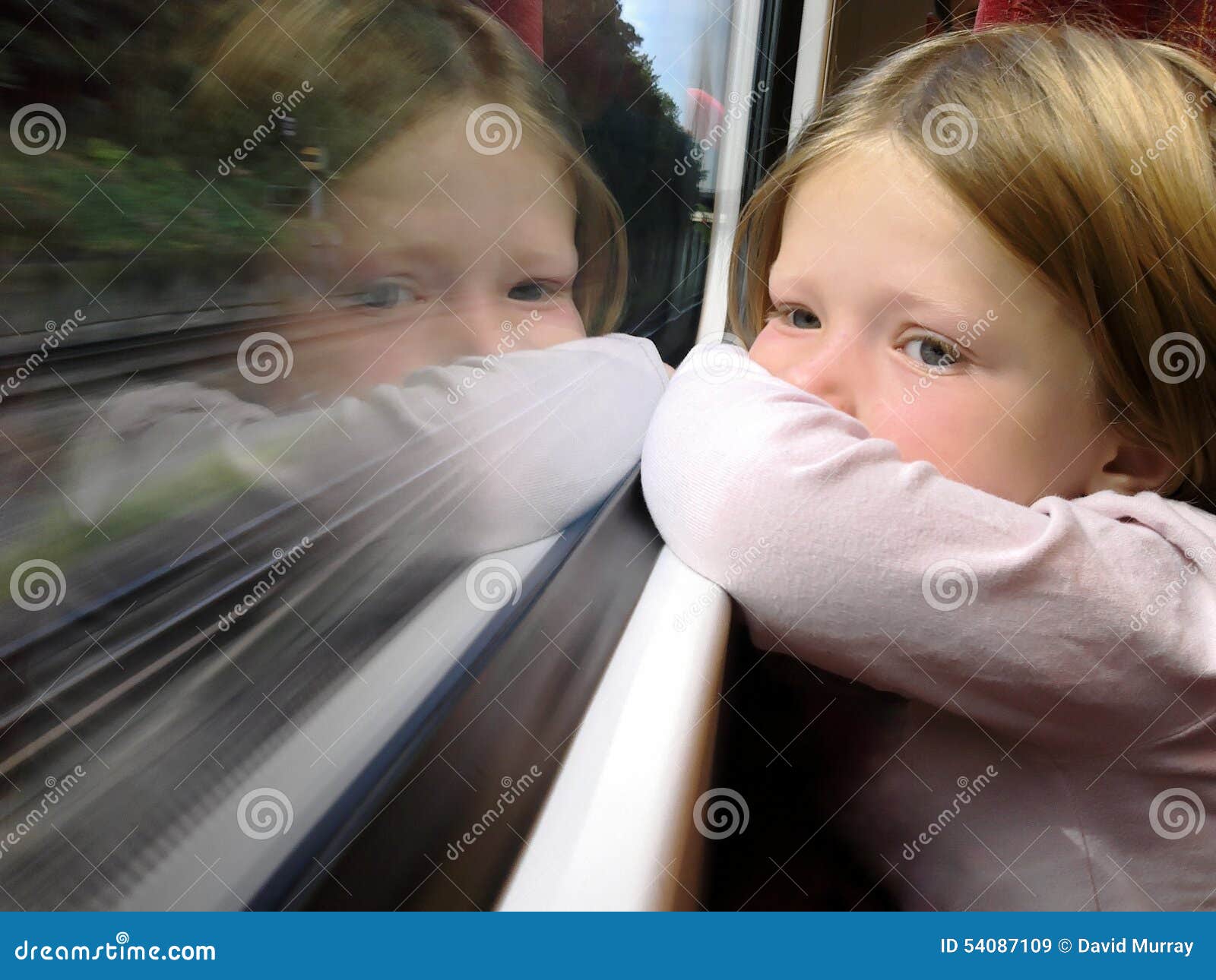 Girl on Train Looking Out of Window Stock Image - Image of blur, female ...