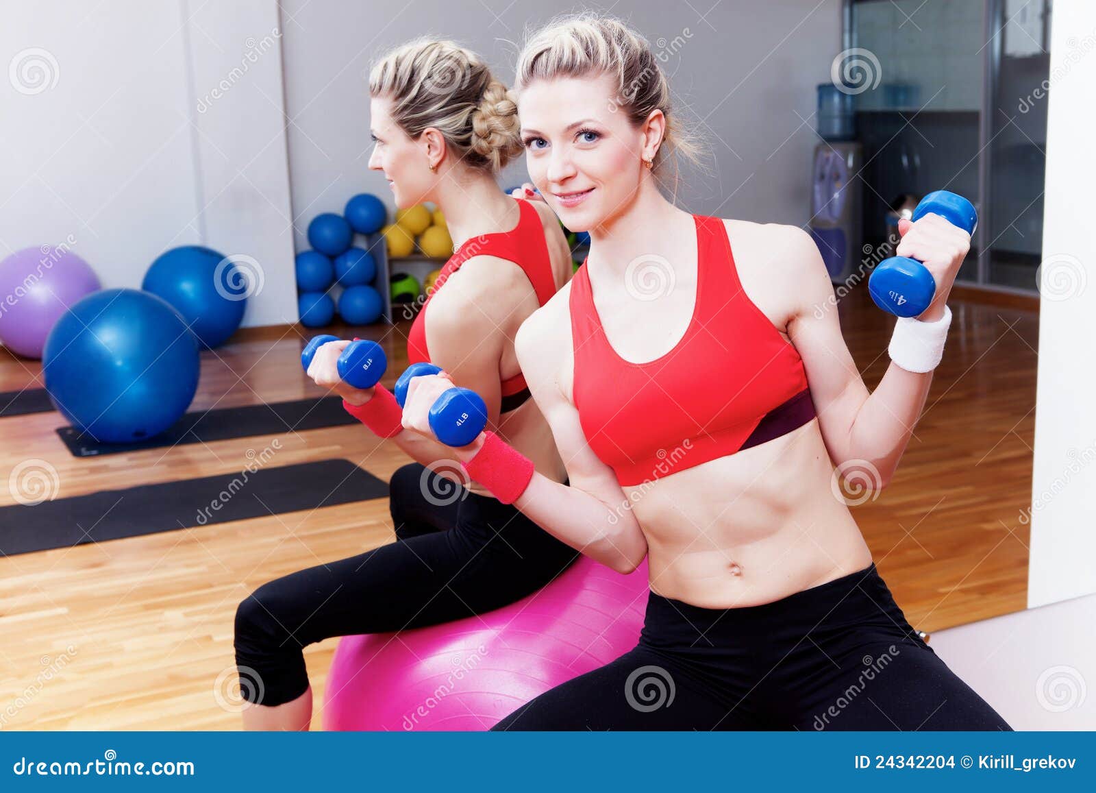 Girl on the training stock photo. Image of mirror, pretty - 24342204