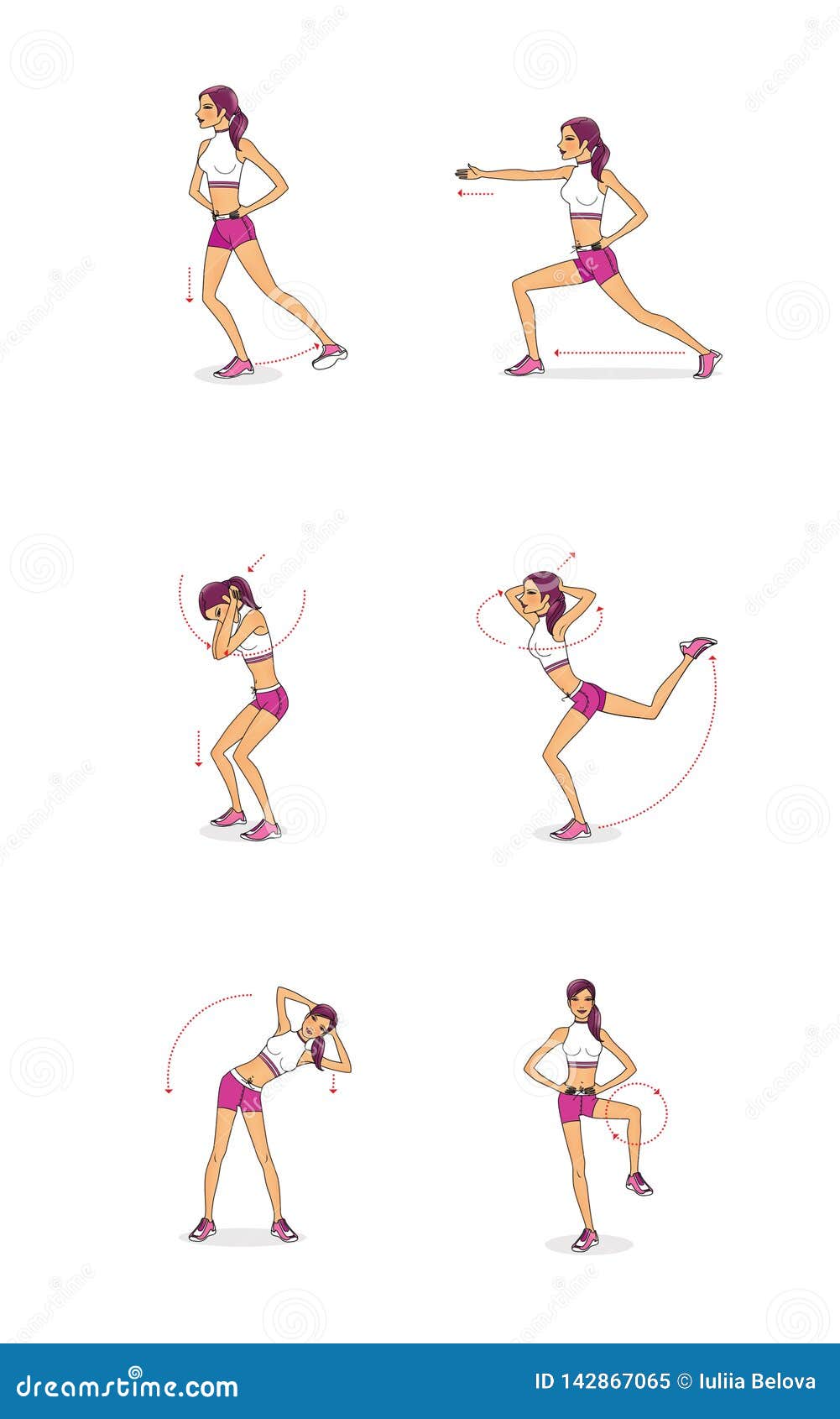 Girl is Training. Dynamic Training Joint Mobility Stock Illustration ...