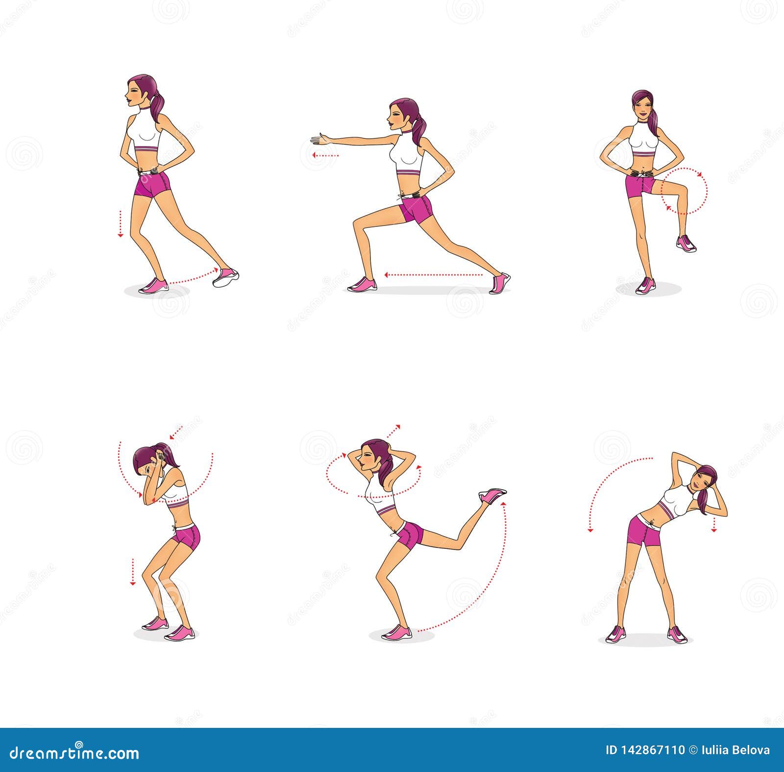 Girl is Training. Dynamic Training Joint Mobility Stock Illustration ...