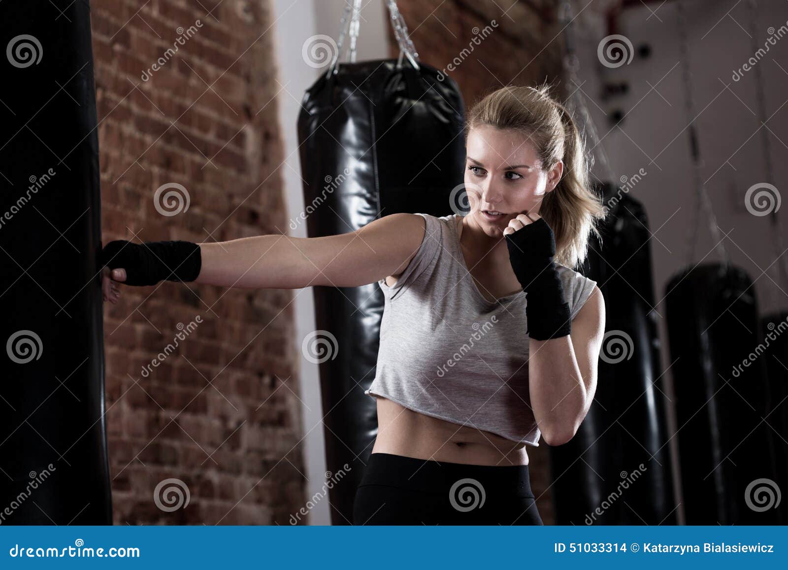 Girl training kick boxing stock photo. Image of active - 51033314