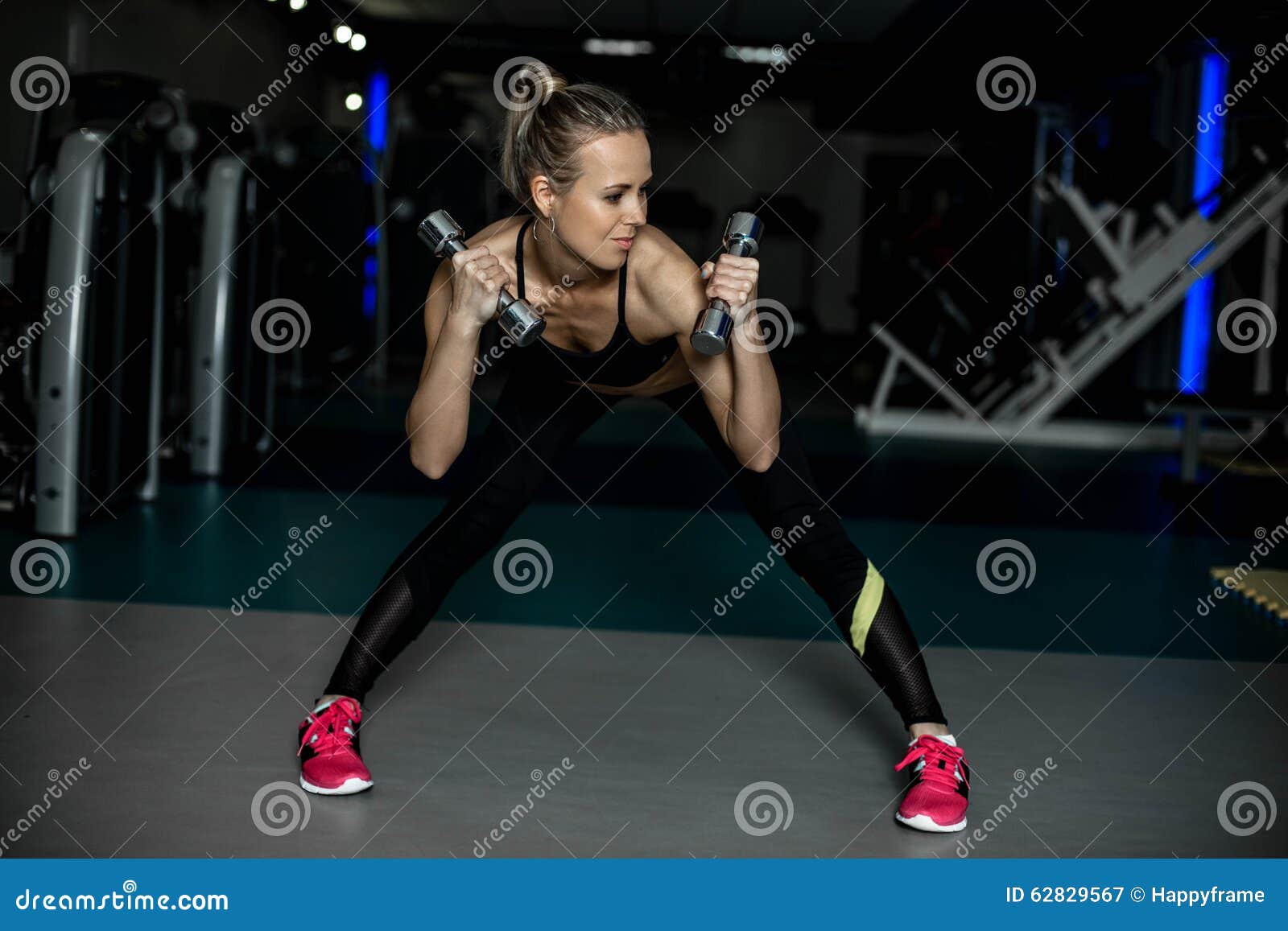 Girl trains at the gym stock image. Image of casual, active - 62829567