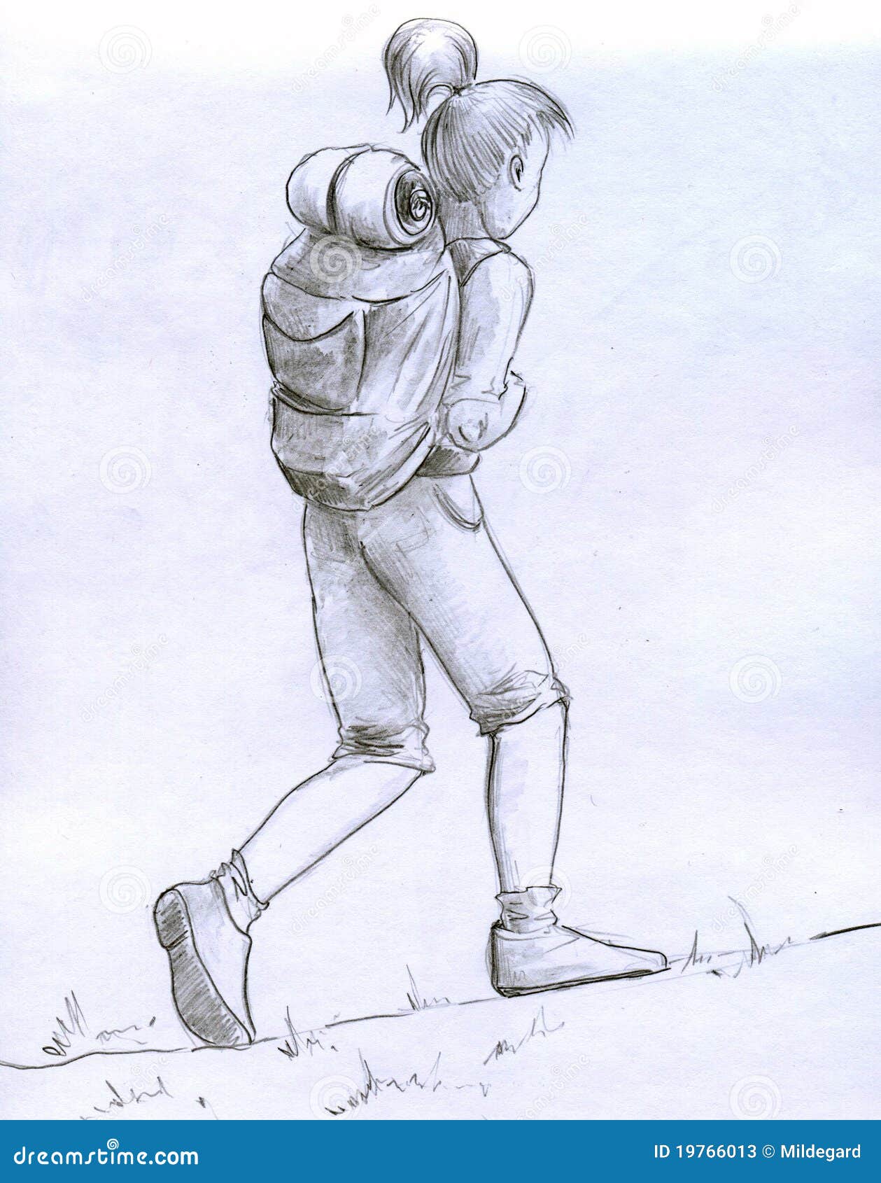 Girl traveller stock illustration. Illustration of sketches - 19766013