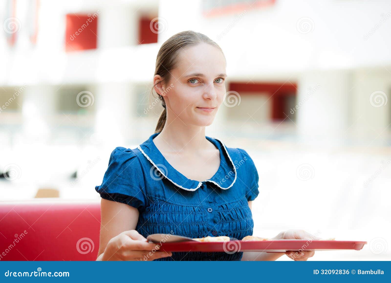 A girl with tray stock photo. Image of buyer, hour, lunch - 32092836