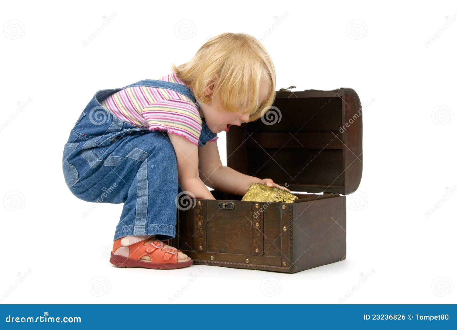 Girl with a treasure chest stock photo. Image of isolated - 23236826