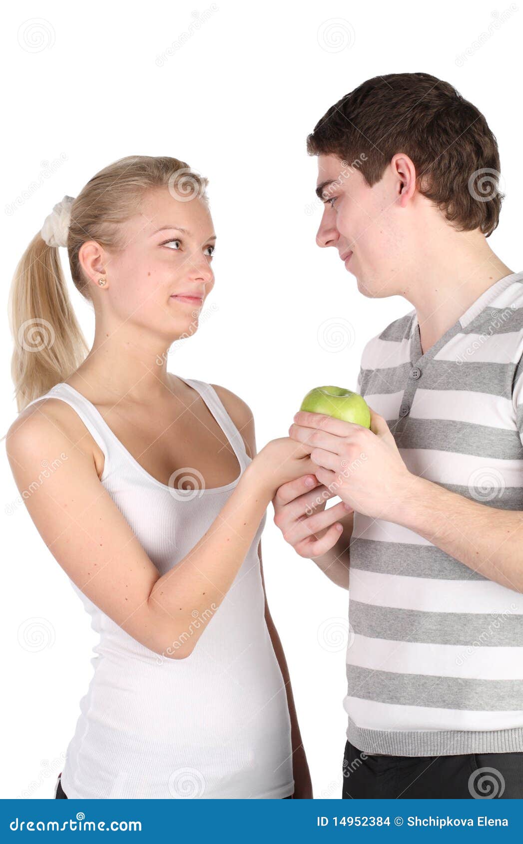 Girl treats man stock photo. Image of nice, woman, isolated - 14952384