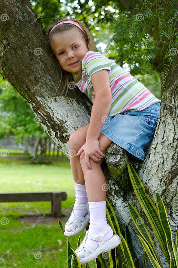 Girl on the tree stock image. Image of female, blond, people - 2357343